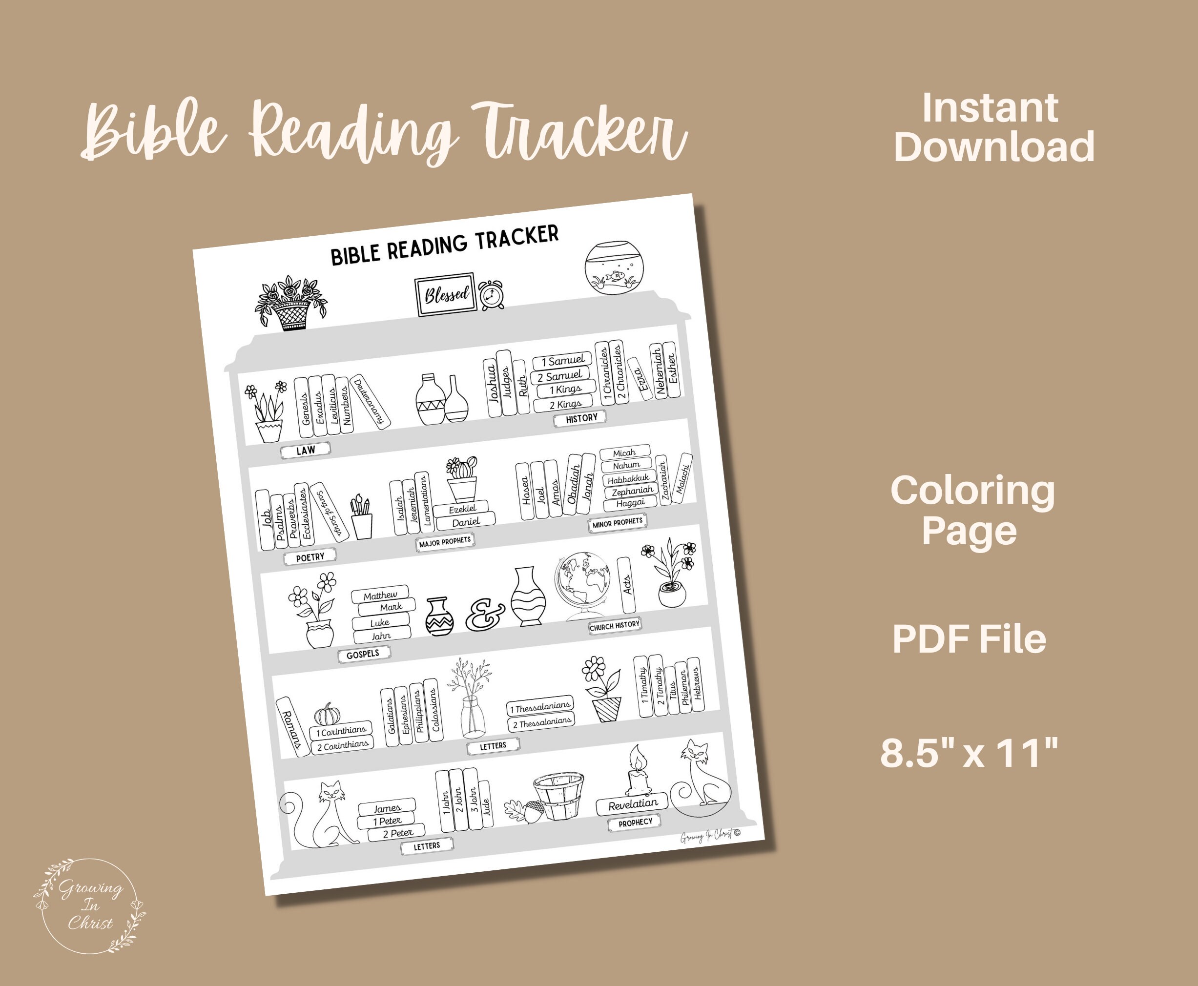 Bible Reading Tracker, Books of the Bible, Bible Tracker, Coloring Page ...
