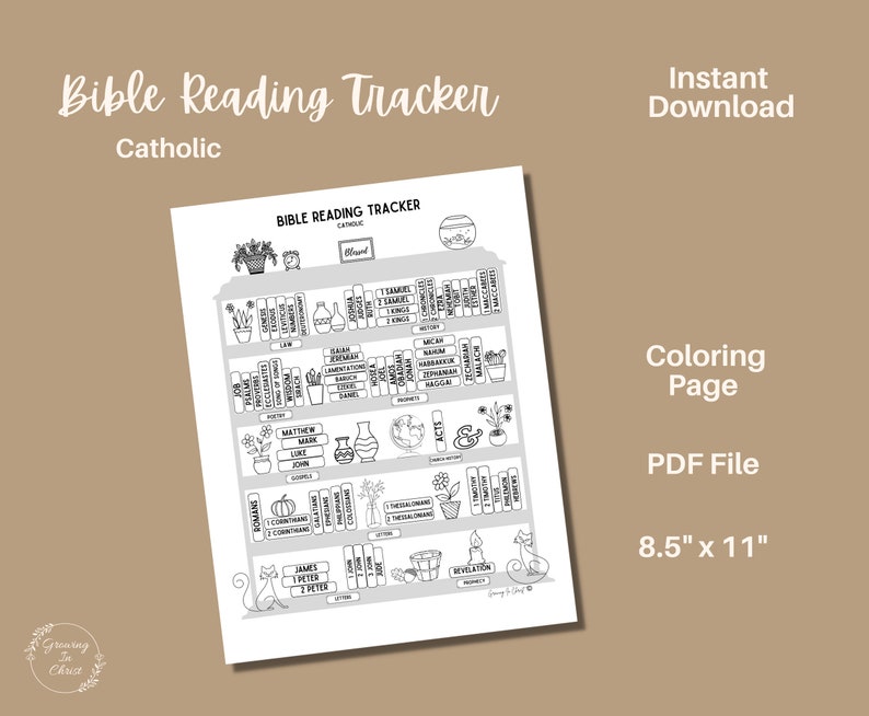 Bible Reading Tracker, Books of the Bible, Bible Tracker, Coloring Page ...