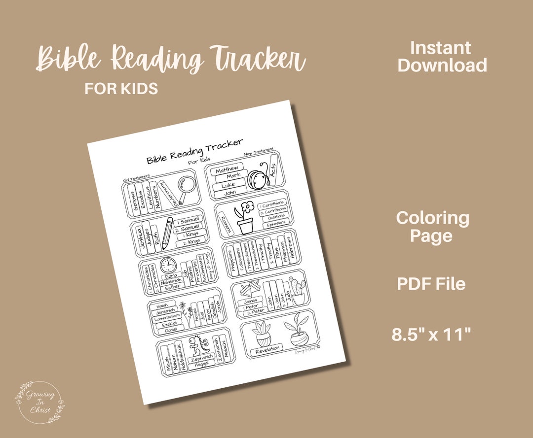 Bible Reading Tracker for Kids, Books of the Bible, Bible Tracker ...