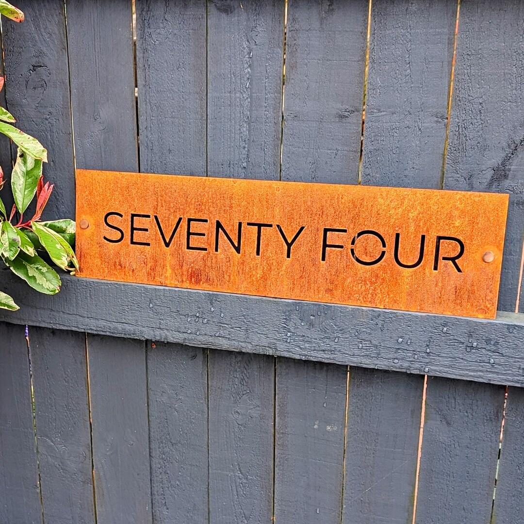 Corten Steel House Number Sign | Contemporary Rusty Metal House Number ...