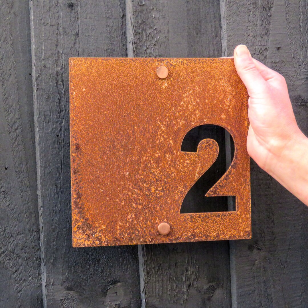 Corten Steel House Number Plaque, Rusty Metal House Number Sign ...