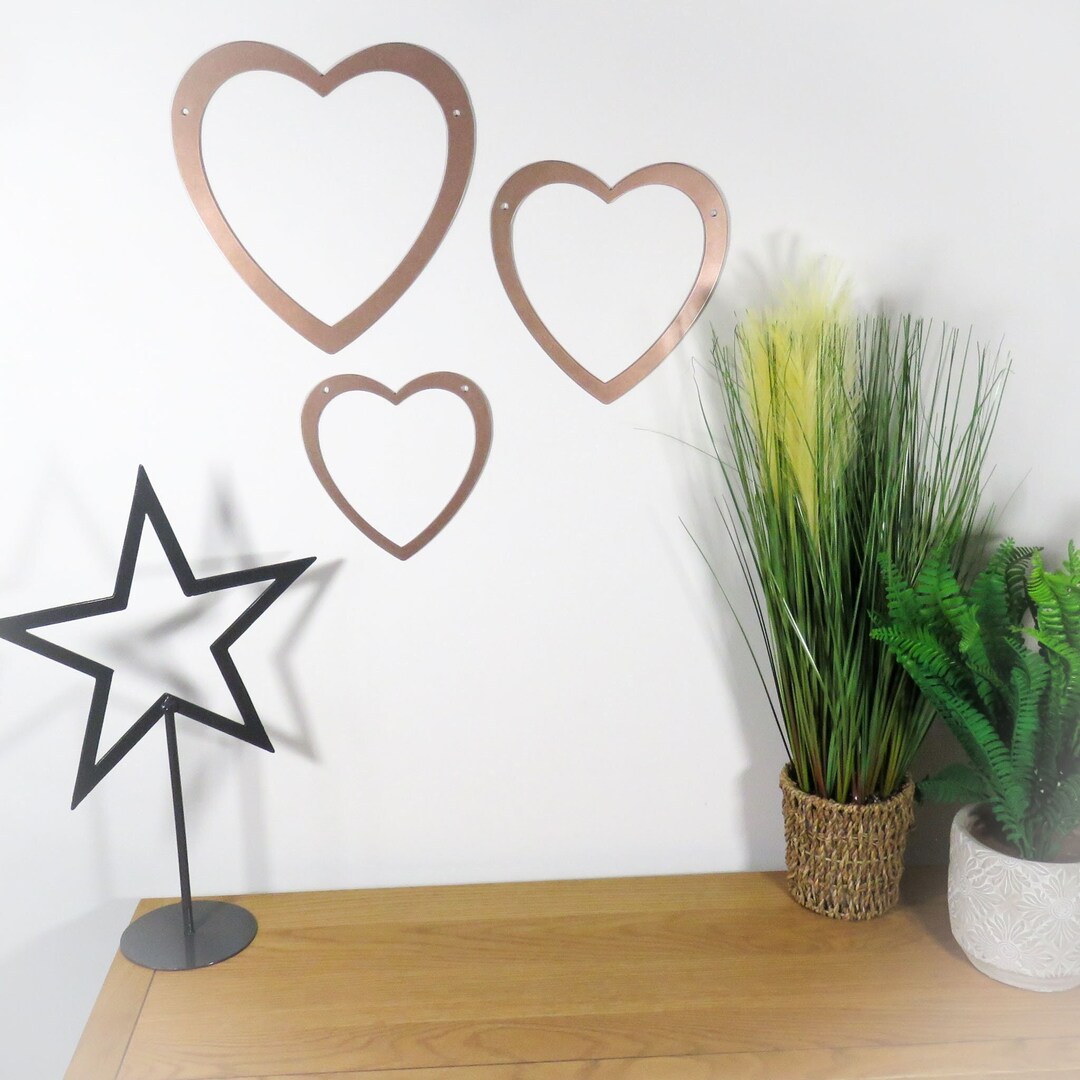Metal Heart Wall Decor, Wall Art Set, Hanging Hearts, Heart Wall ...