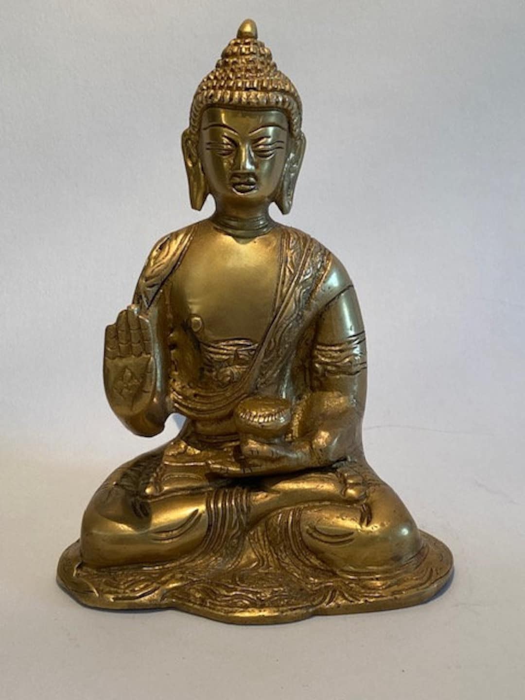 Beautiful Gold-colored Buddha Statue Made of Brass Handmade in India ...