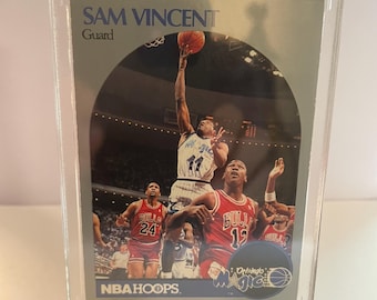 1990-91 NBA Hoops Sam Vincent Card - With Michael Jordan Wearing Jersey ...
