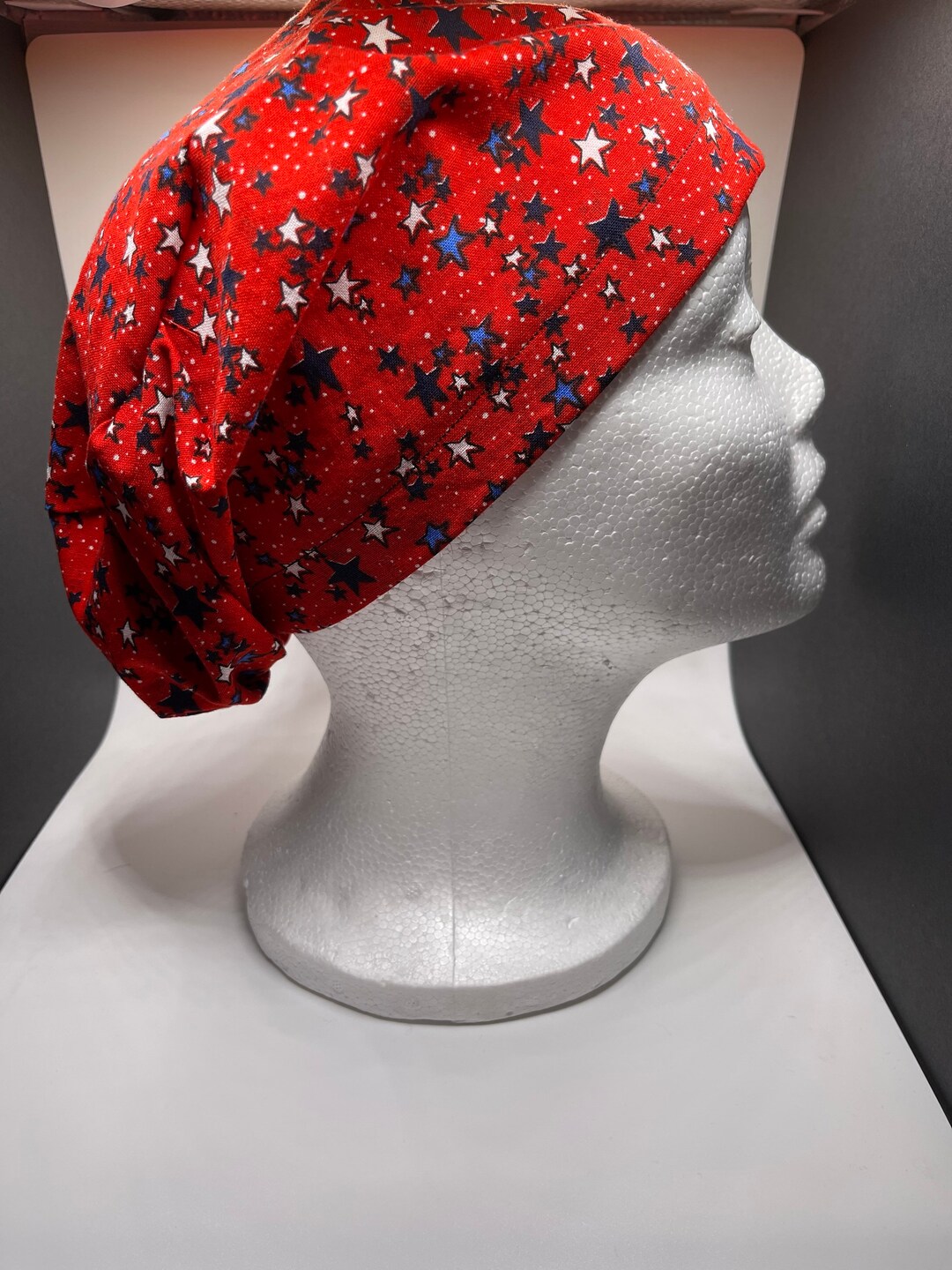 Red, White and Blue Euro Style Scrub Cap, Nurses Cap, Operating Room ...
