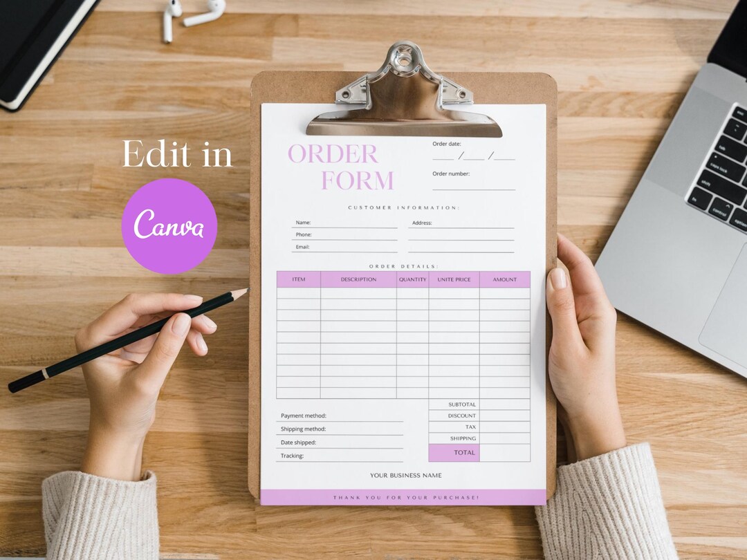 Order Form Template Editable, Small Business Custom Order Form ...
