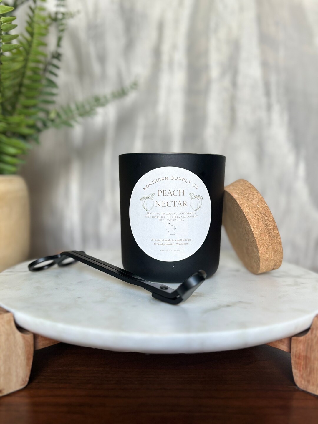 Peach Nectar All Natural Soy Wax Candle Crackling Wood Wick Non Toxic Candle Homemade Home ...