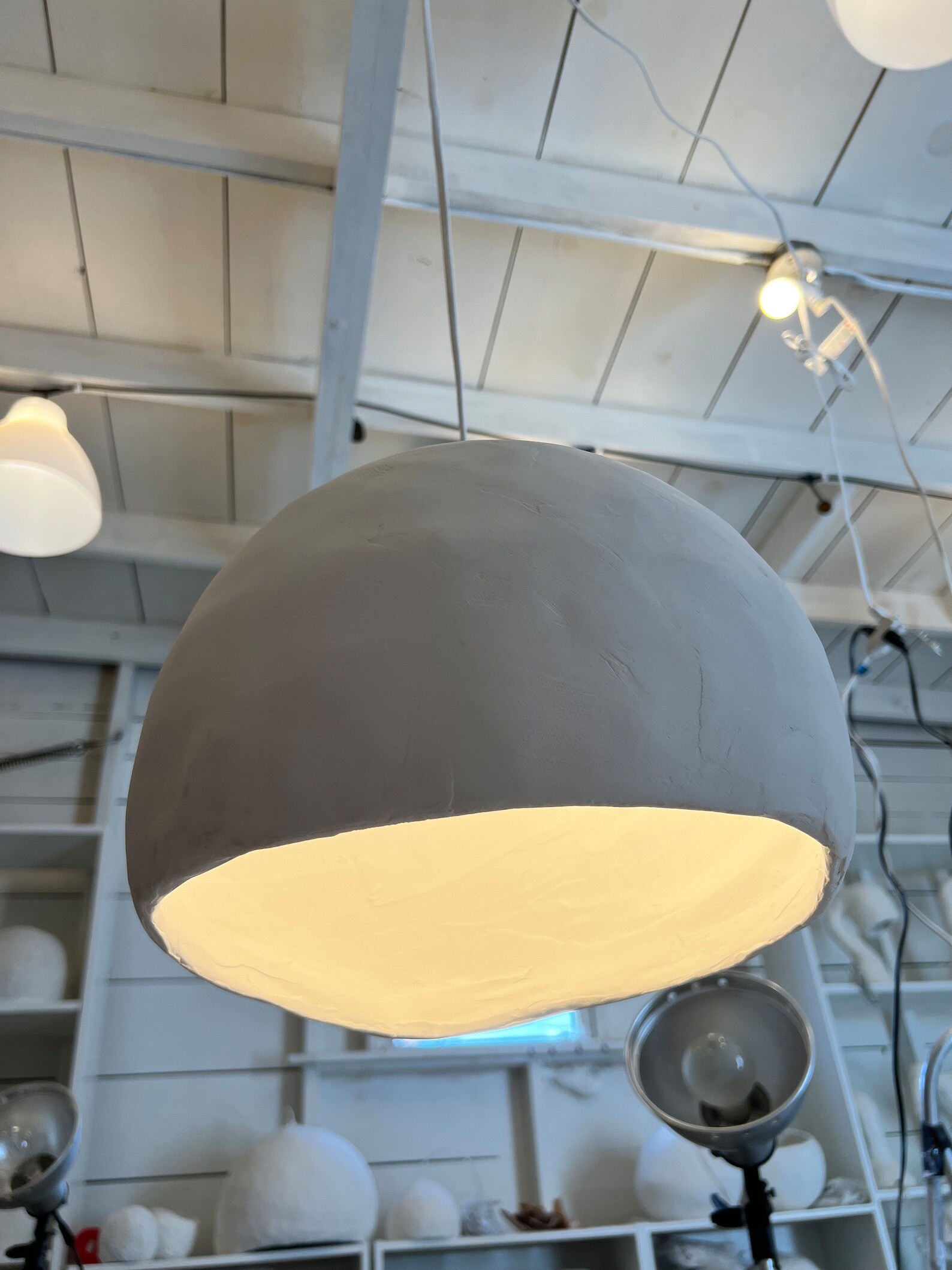 Handcrafted Biomorphic Pendant Light | 12-22" Large Wide-mouth Fixture ...