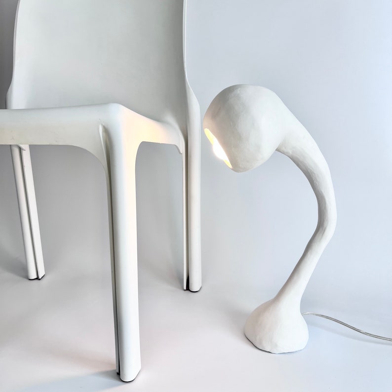 Biomorphic XL Line by Studio Chora, Tall Table Lamp, White Limestone ...