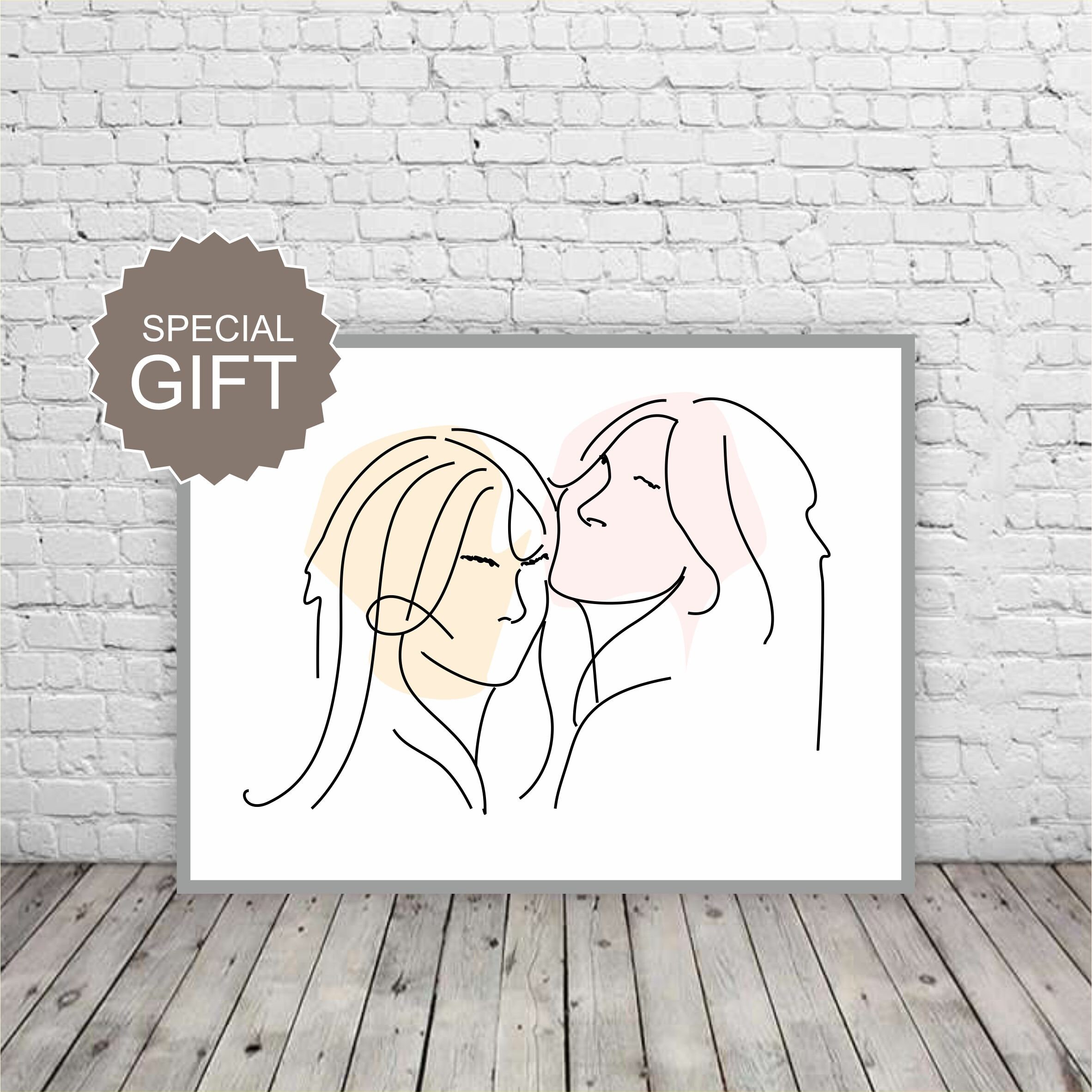 Family Portrait, Custom Line Portrait, Personalized Gift, Minimalist ...