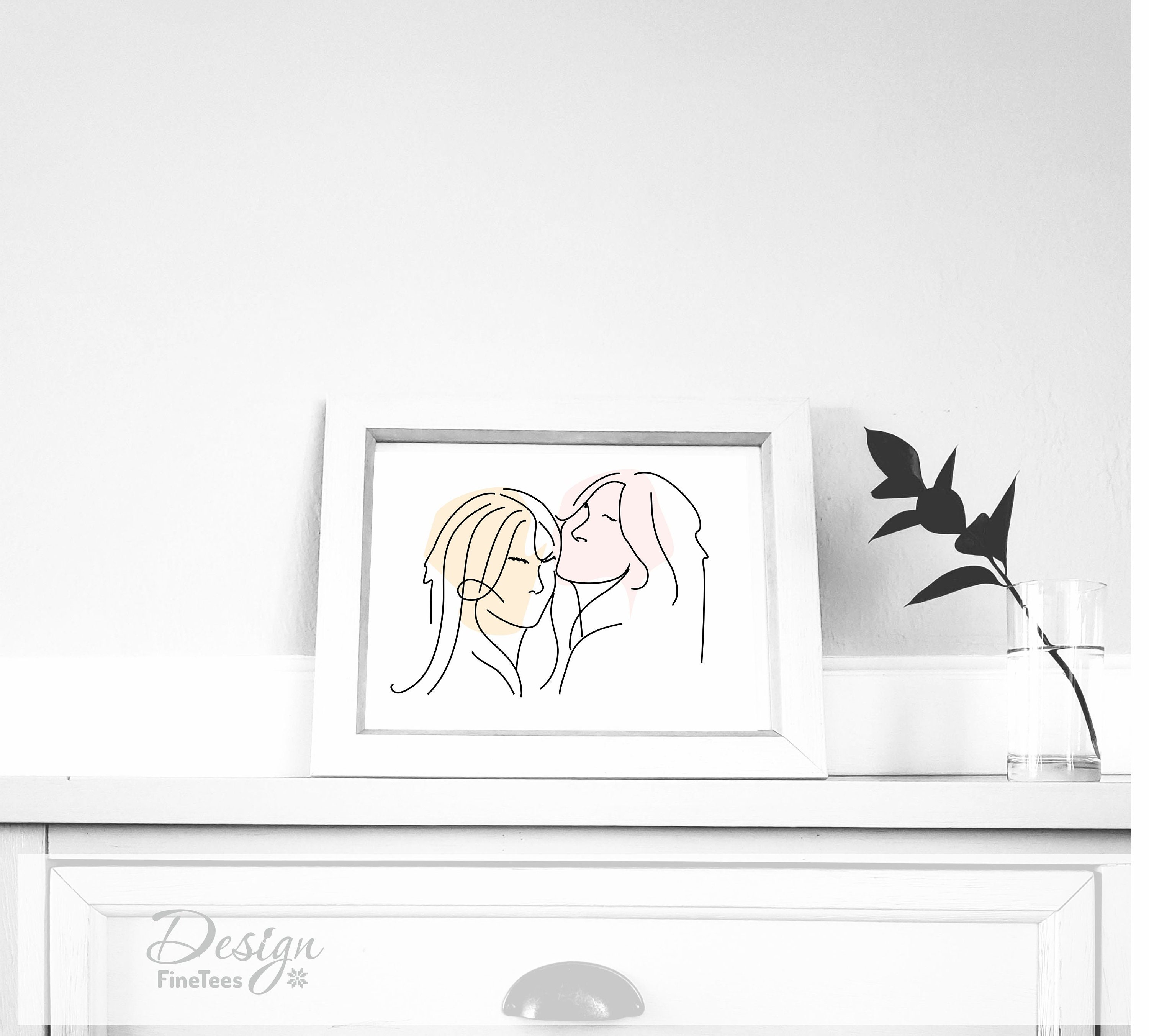 Prom Party Sketch, Graduation Custom Portrait From Photo, Minimalism ...