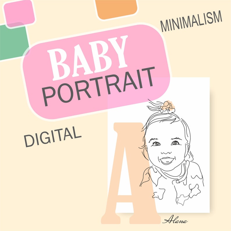 Custom Kid's Portrait From Photo Baby Portrait - Etsy