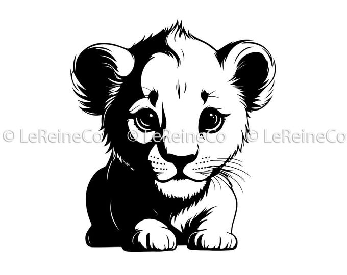 Baby Lion Svg & Png, Lion Clipart, Cute Lion Vector Image, Lion ...
