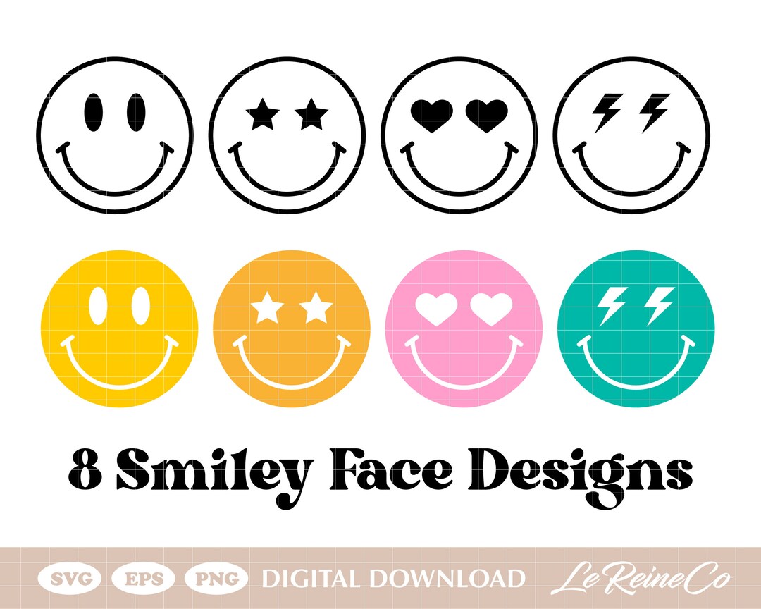 Smiley Face Svg Bundle Emoji Bundle Smiley Face Svg Trendy - Etsy UK
