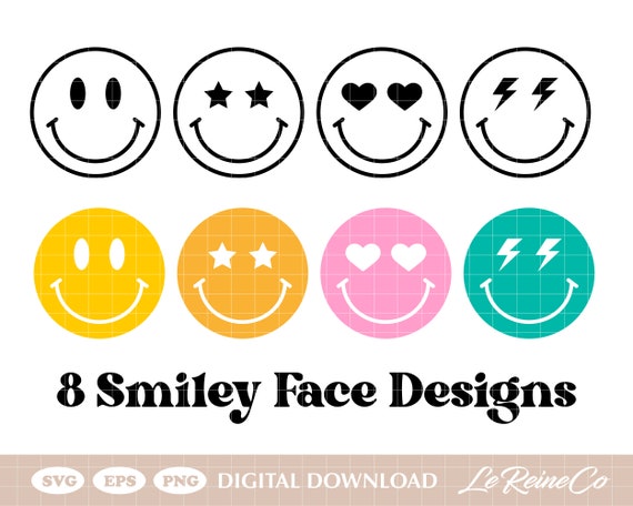 Smiley Face Svg Bundle Emoji Bundle Smiley Face Svg Trendy - Etsy UK