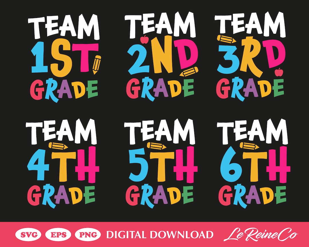 Team Grade Svg Bundle, Back to School Svg, Team 2nd Grade Svg, 3rd, 4th ...