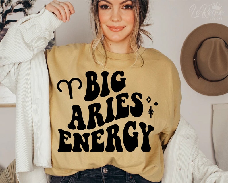 Big Aries Energy SVG Zodiac Svg Retro Wavy Trendy SVG - Etsy