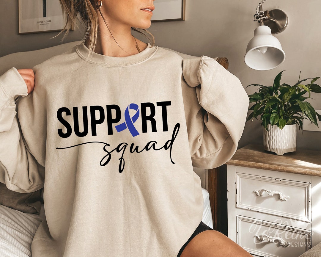 Support Squad Svg, Colorectal Cancer Awareness Svg, Dark Blue Ribbon ...