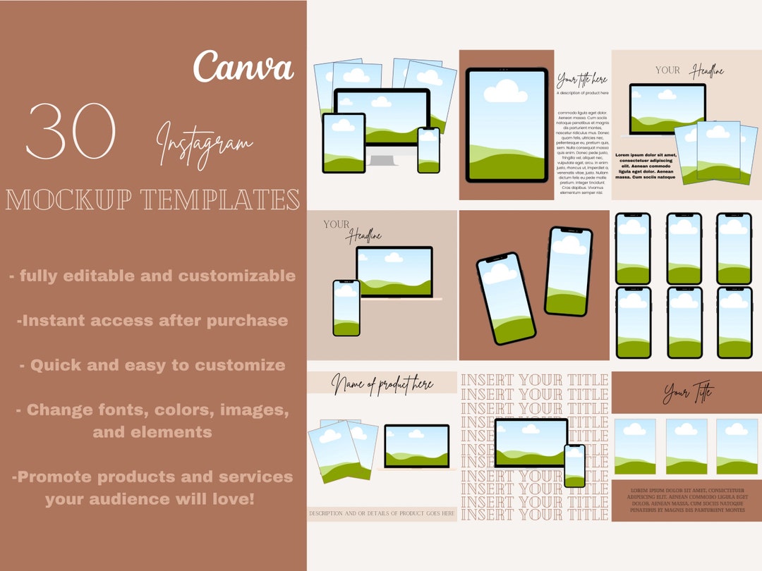 Canva Mockup Templates, Boho Instagram Templates, Instant Digital ...