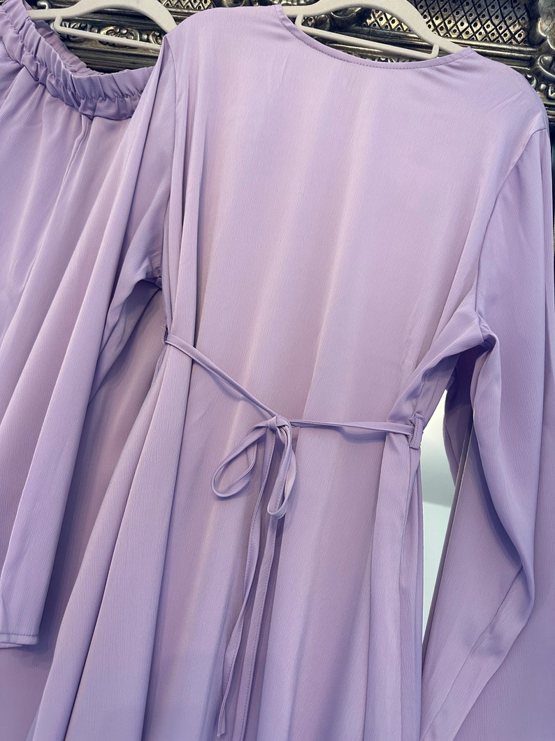 Crepe Lilac Modest Outfit Dress and Pants Made in Bahrain - Etsy