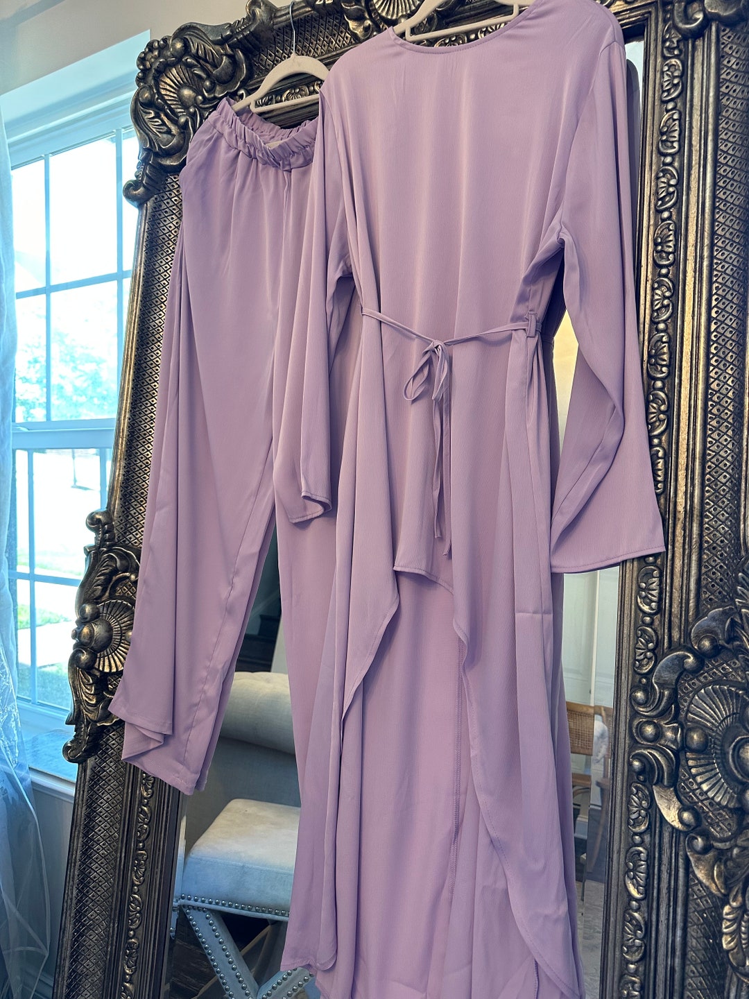 Crepe Lilac Modest Outfit Dress and Pants Made in Bahrain - Etsy