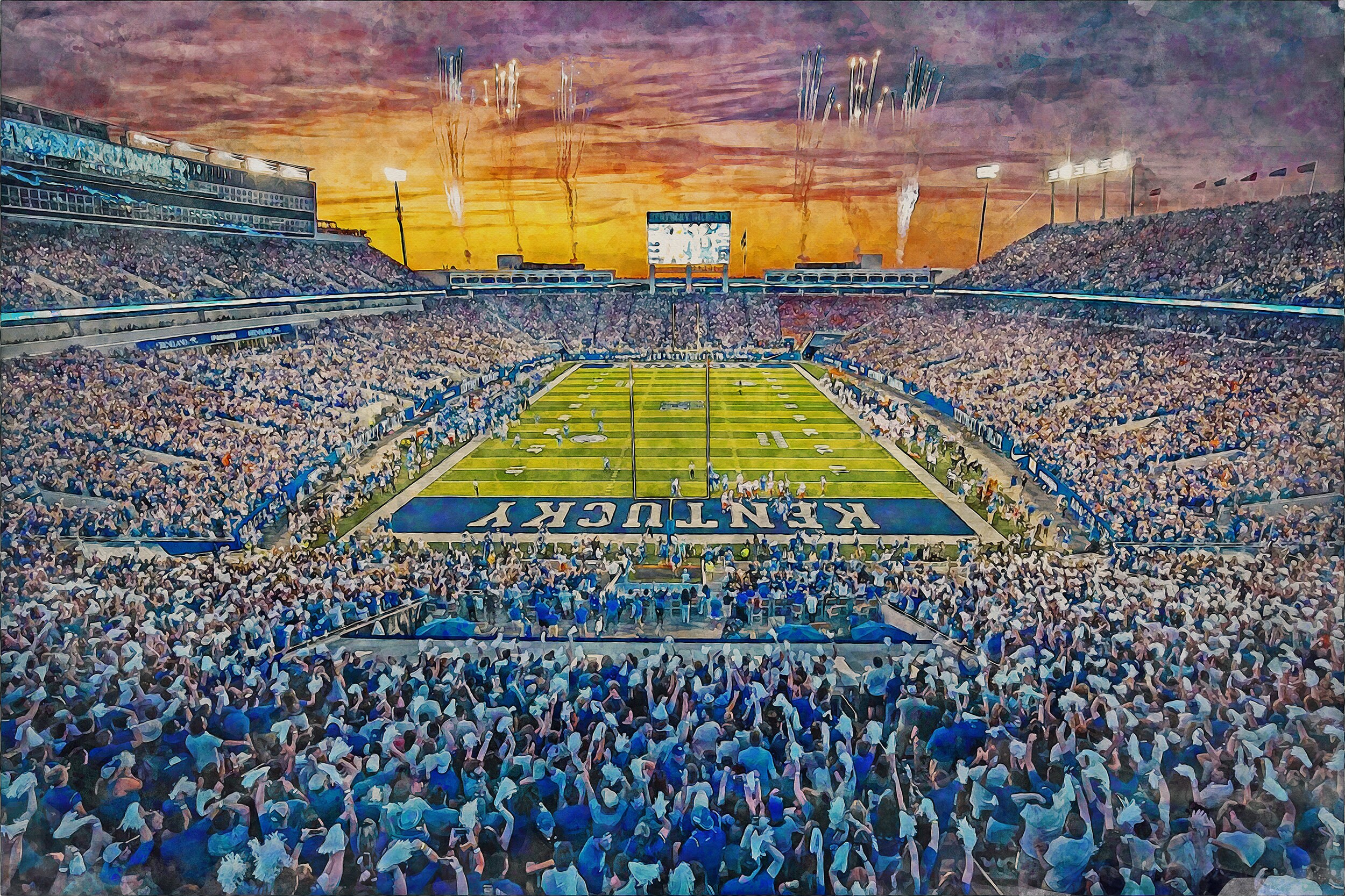 Kentucky Wildcats Kroger Field Watercolor Digital Sketch - Etsy