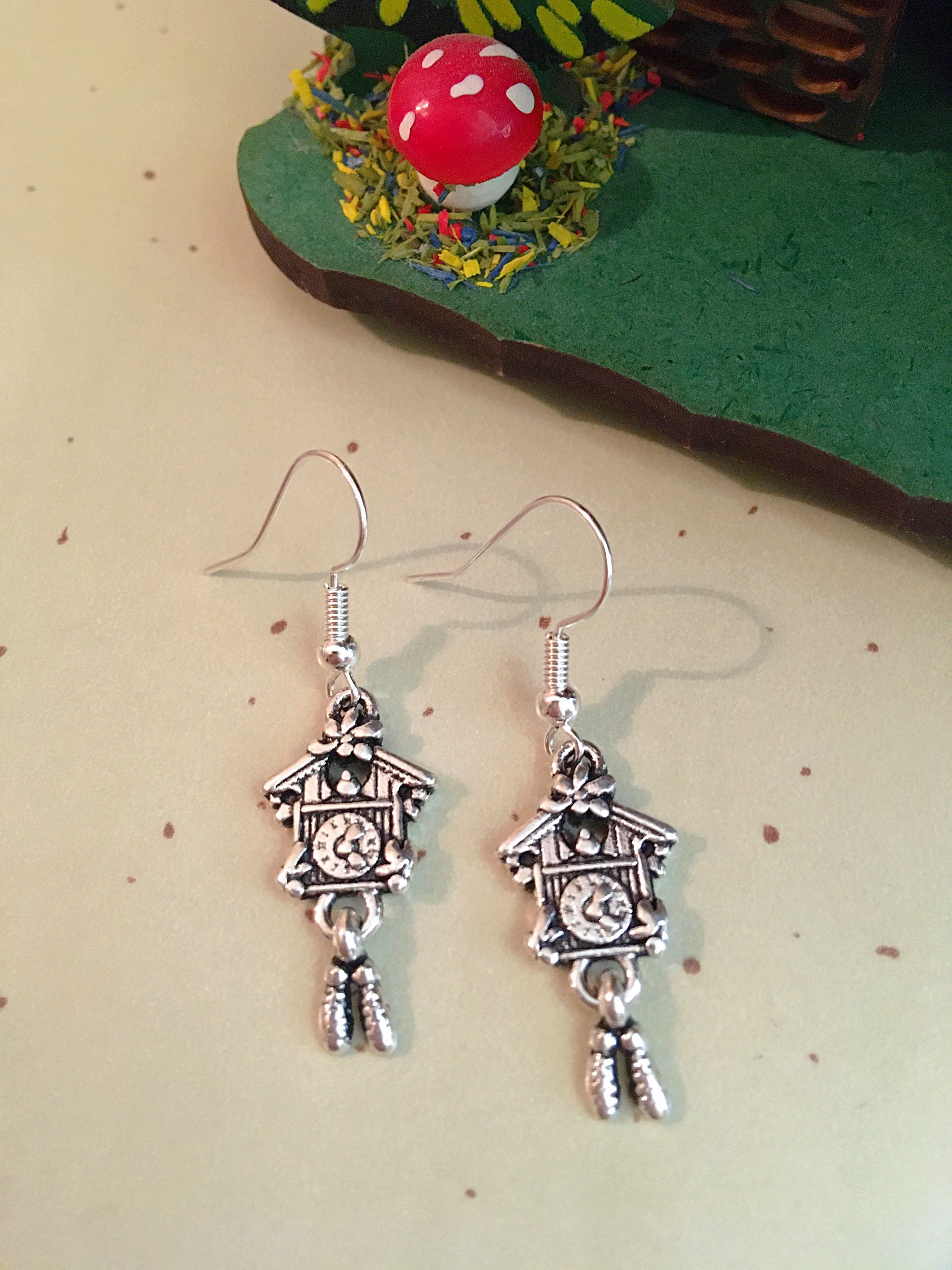 Cuckoo Clock Earrings, Silver Cuckoo Clock Earrings, German Earrings ...