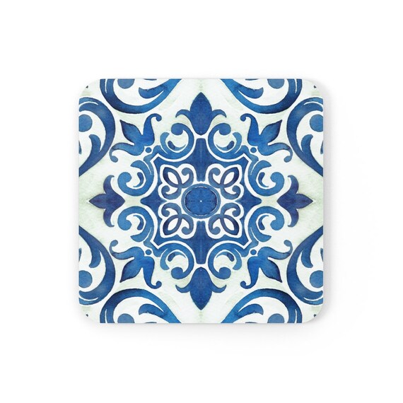 Blue Italian Majolica Tile Coaster Set Sicilian Maiolica - Etsy