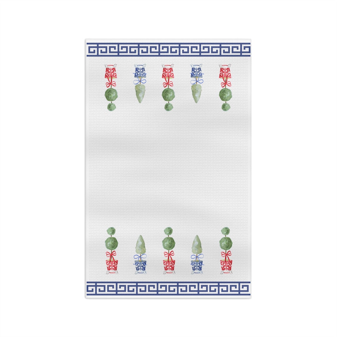 Blue Chinoiserie Topiary Towel, Ginger Jar Towel, Chinoiserie Tea Towel ...