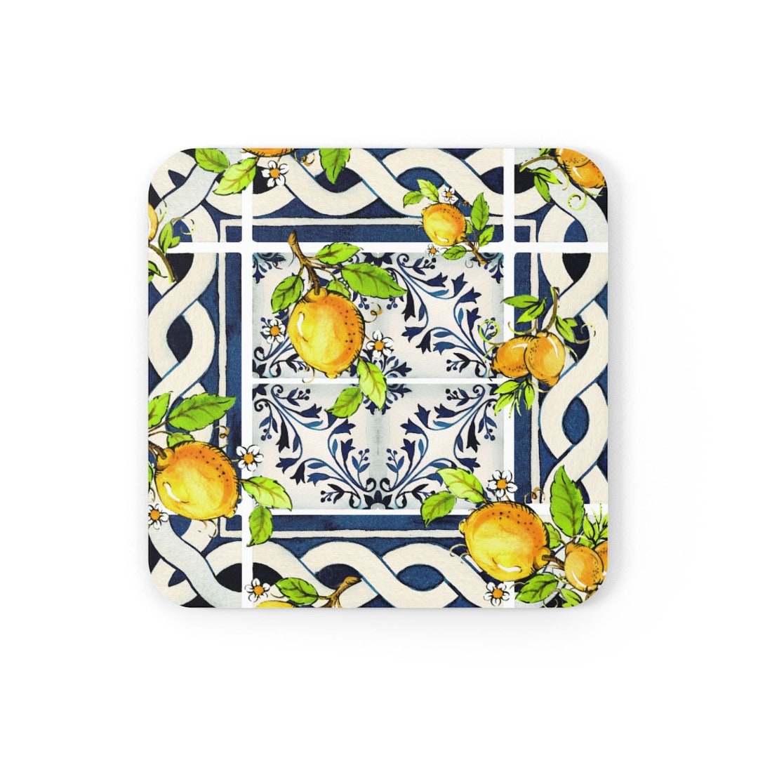 Italian Tile Coaster Set, Sicilian Coasters, Lemon Coasters, Maiolica ...