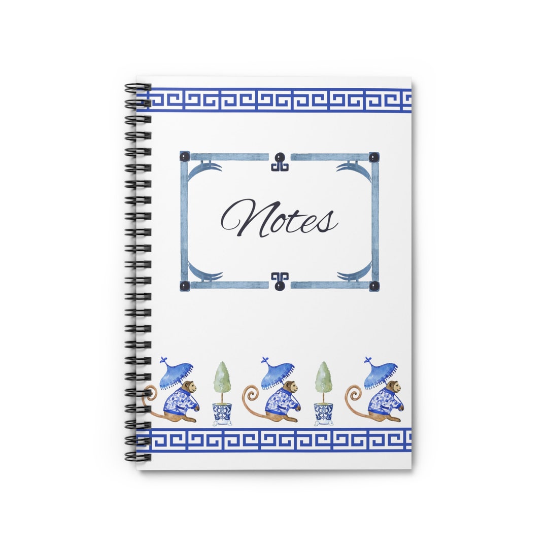 Blue Chinoiserie Spiral Notebook, Blue and White China Pattern Journal ...