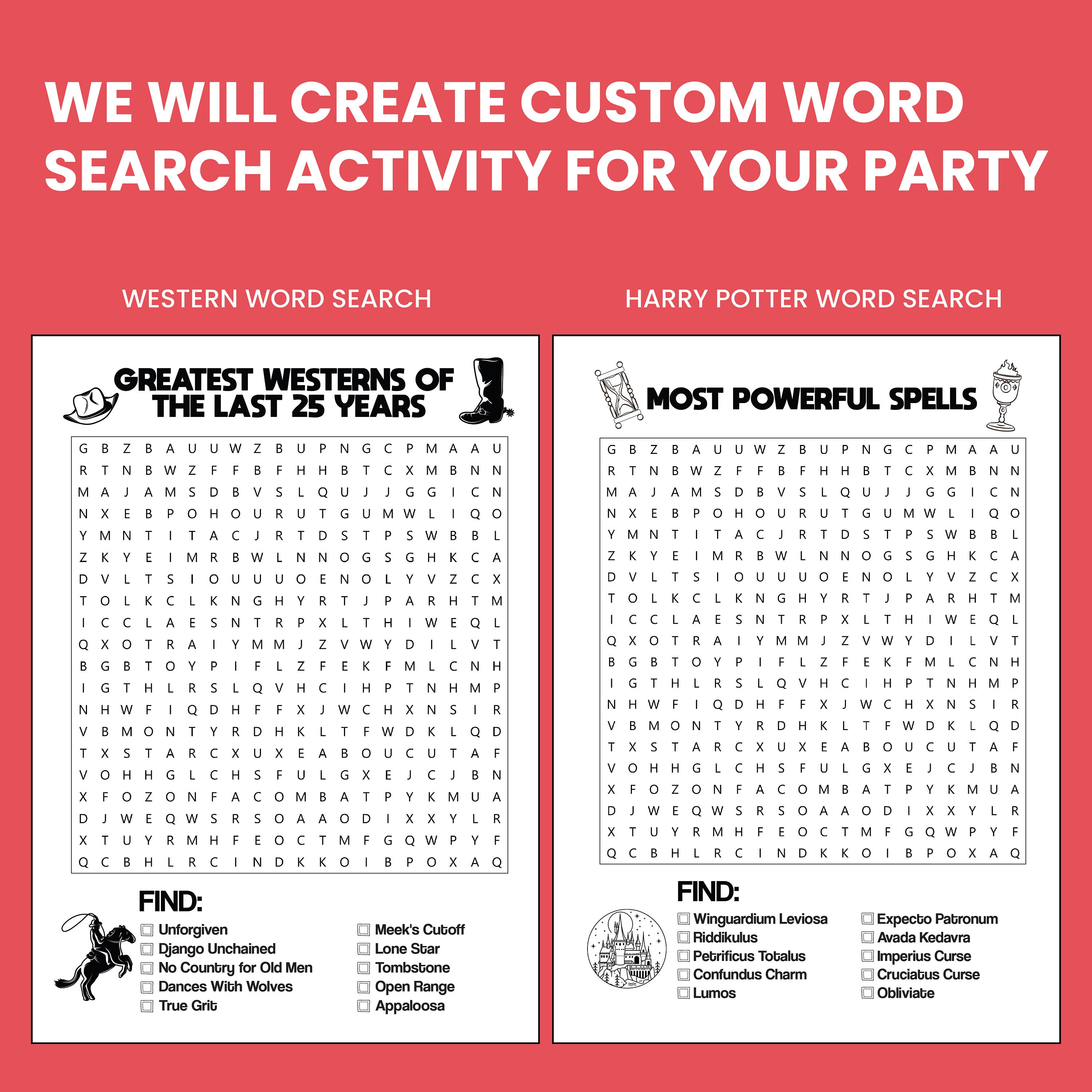 Custom, Printable Word Search Book Custom Word Art Word Search Digital ...