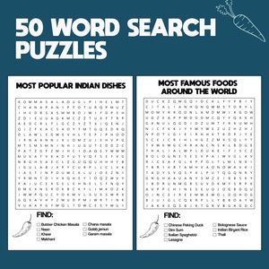 Cooking and Food Word Search & Coloring Books Digital | Printables ...