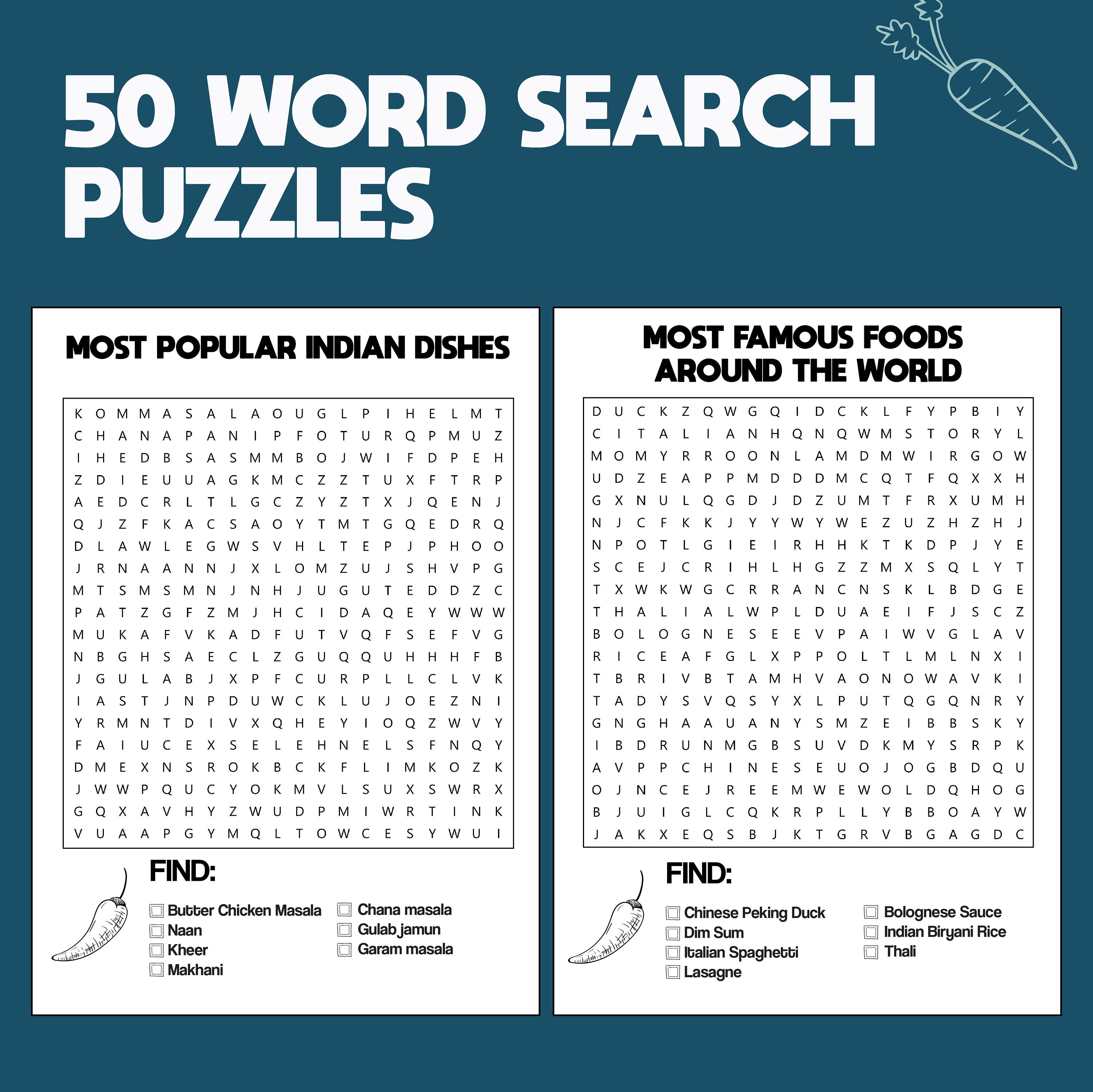 Cooking and Food Word Search & Coloring Books Digital | Printables ...