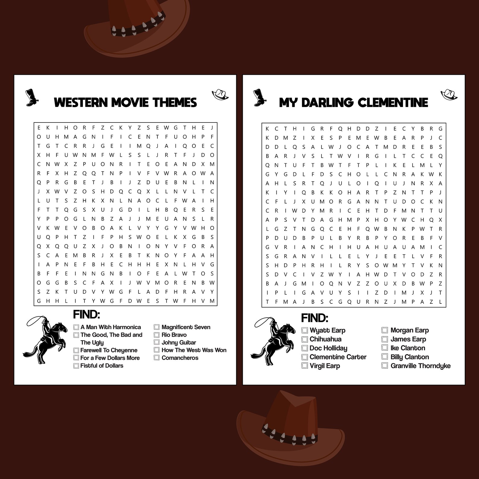 Western Word Search Books Digital Western Music Printables Word Search ...
