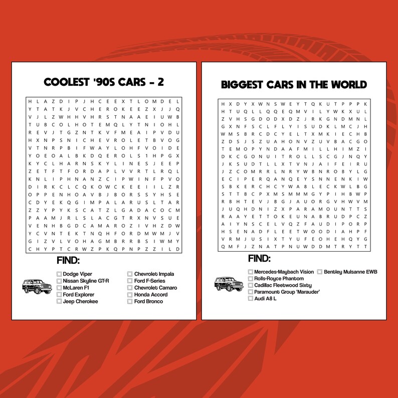 Car Word Search & Coloring Books Digital | Printables | Word Search ...