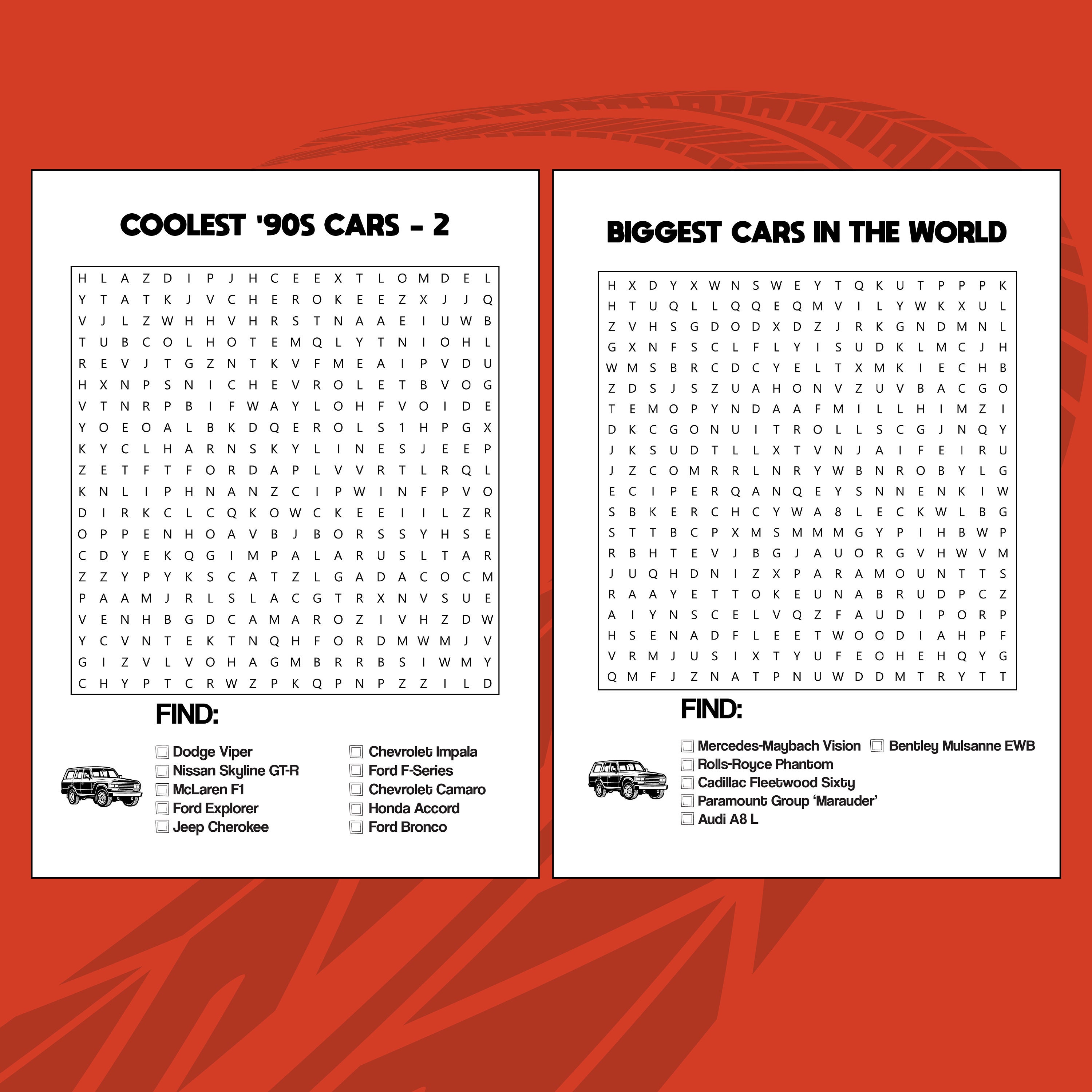 Car Word Search & Coloring Books Digital | Printables | Word Search ...