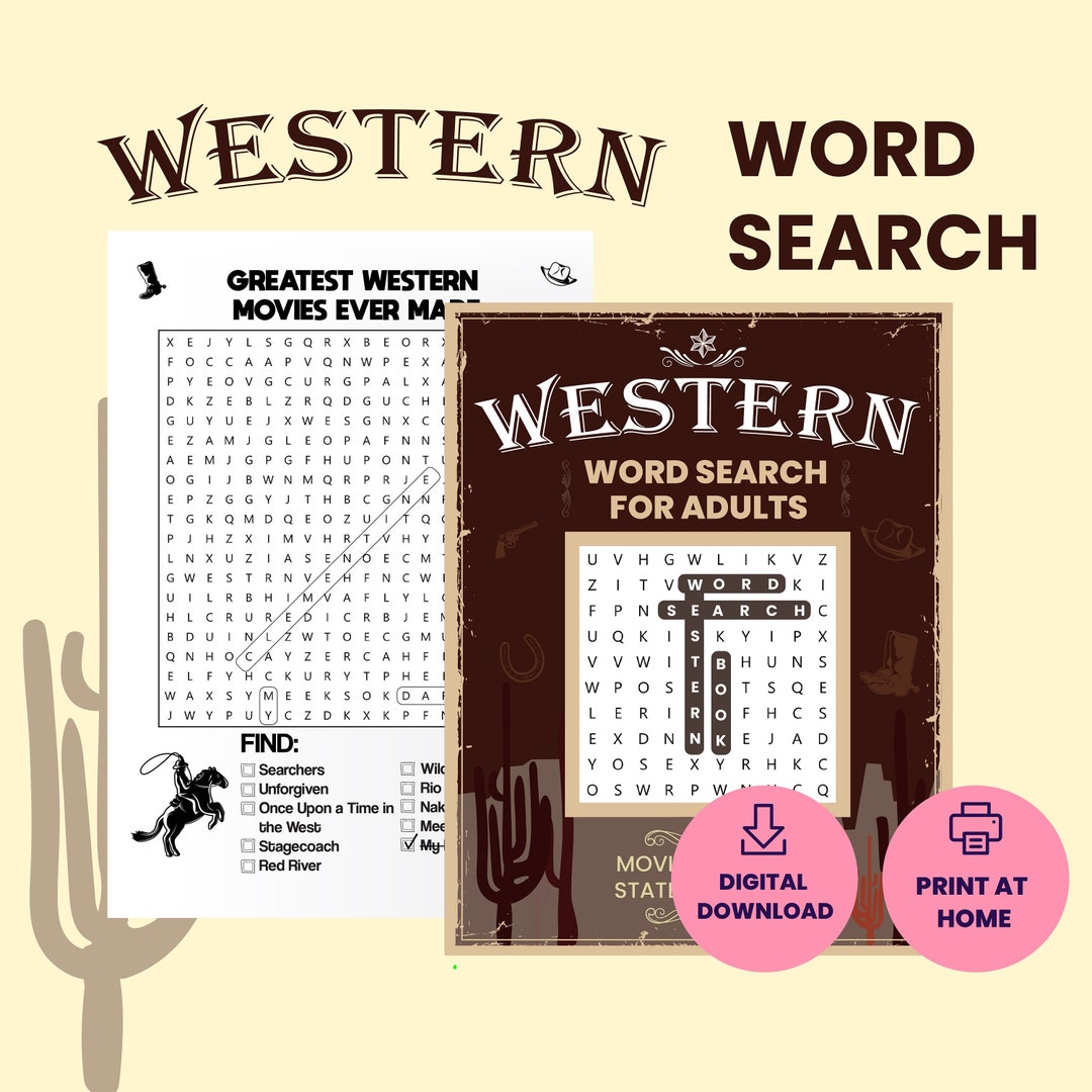 Western Word Search Books Digital Western Music Printables Word Search ...