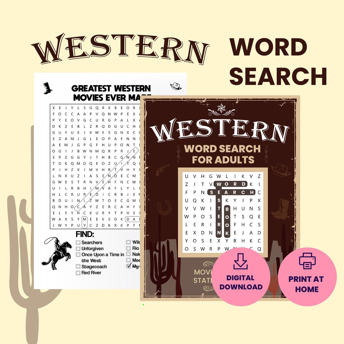 Western Word Search Books Digital Western Music Printables Word Search ...