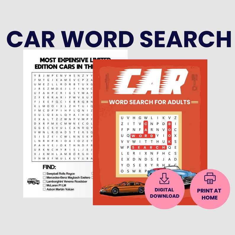 Car Word Search & Coloring Books Digital | Printables | Word Search ...