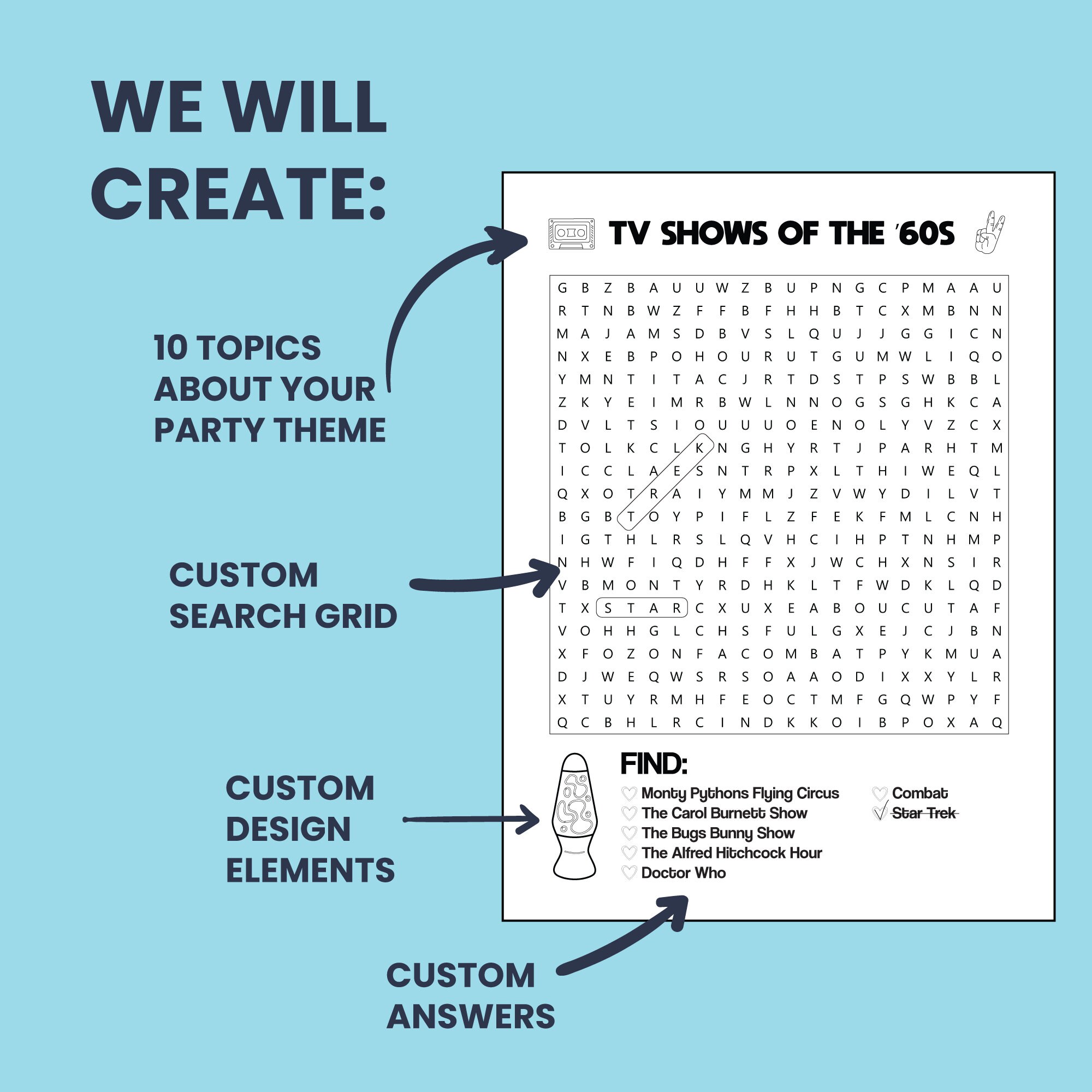 Custom, Printable Word Search Book Custom Word Art Word Search Digital ...