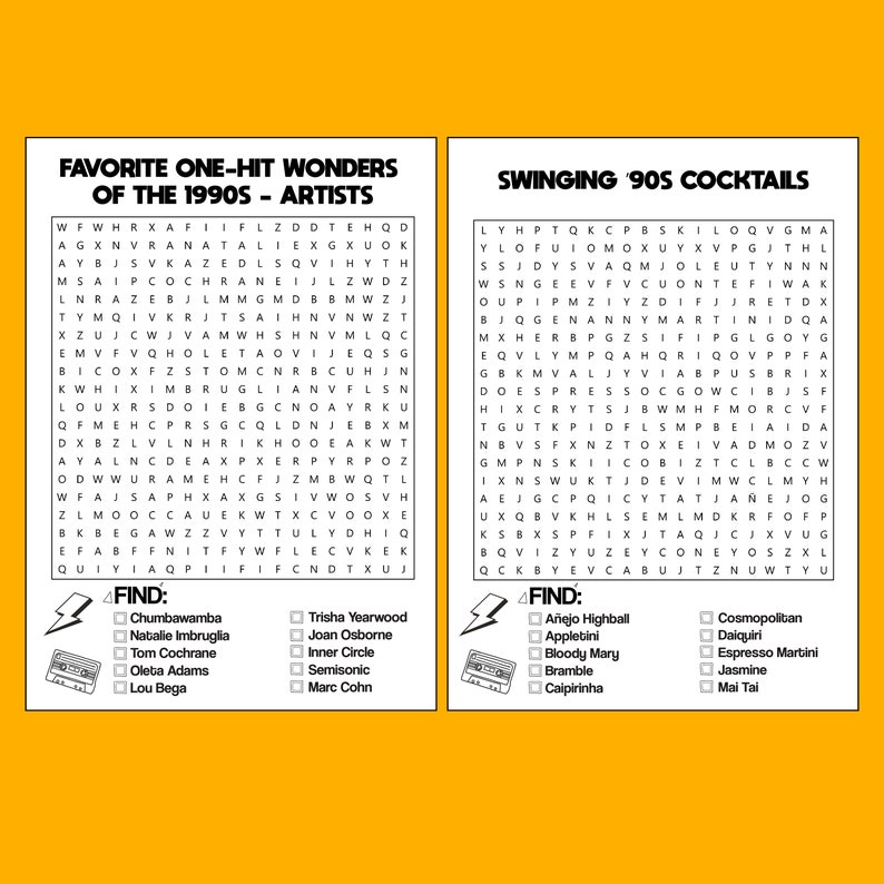 90s Word Search Book | Word Search Books Digital | 90s Print ...