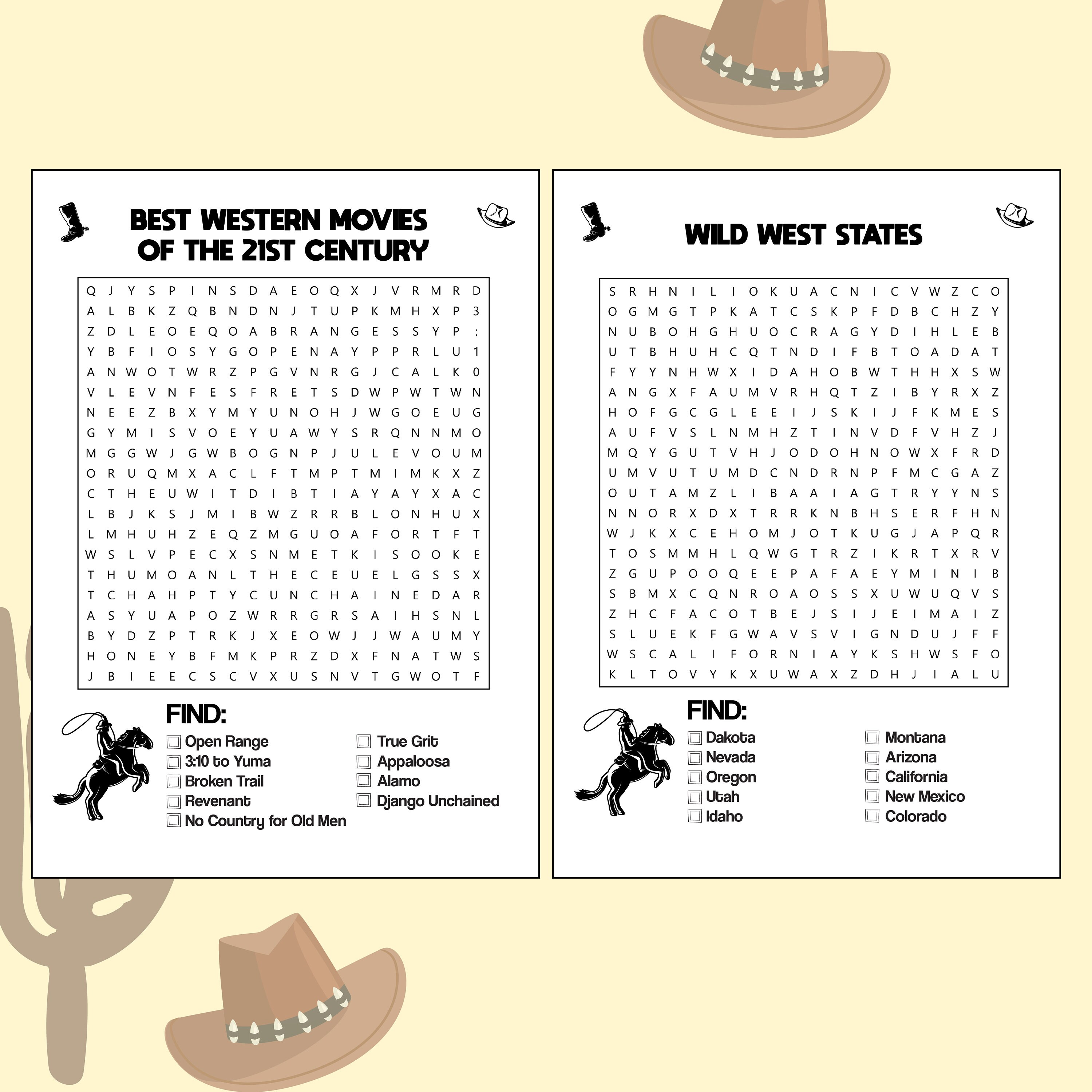 Western Word Search Books Digital Western Music Printables Word Search ...