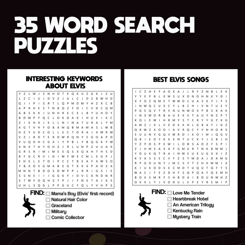 Elvis Presley Word Search & Coloring Books Digital | Printables | Word ...