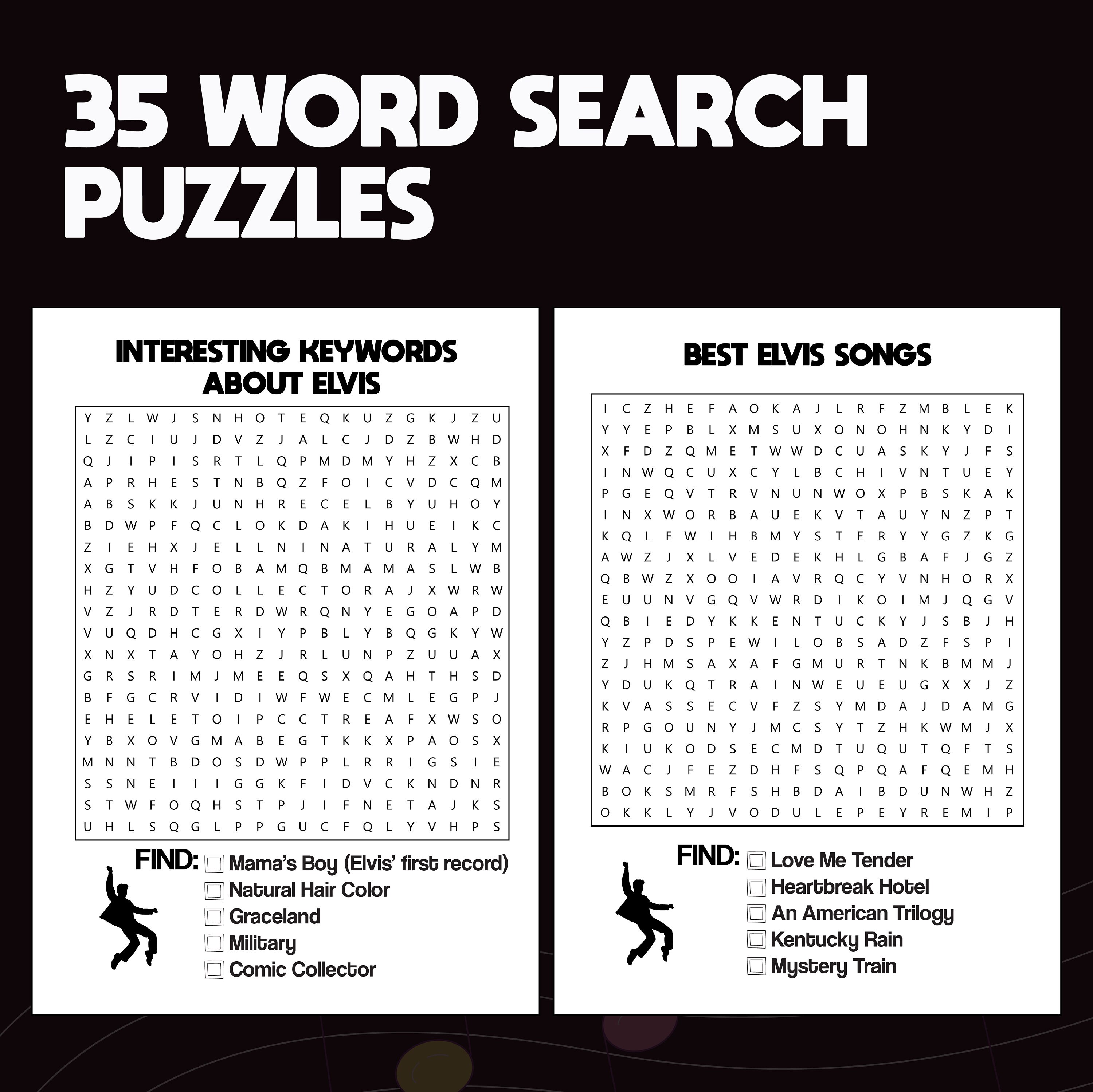 Elvis Presley Word Search & Coloring Books Digital - Etsy