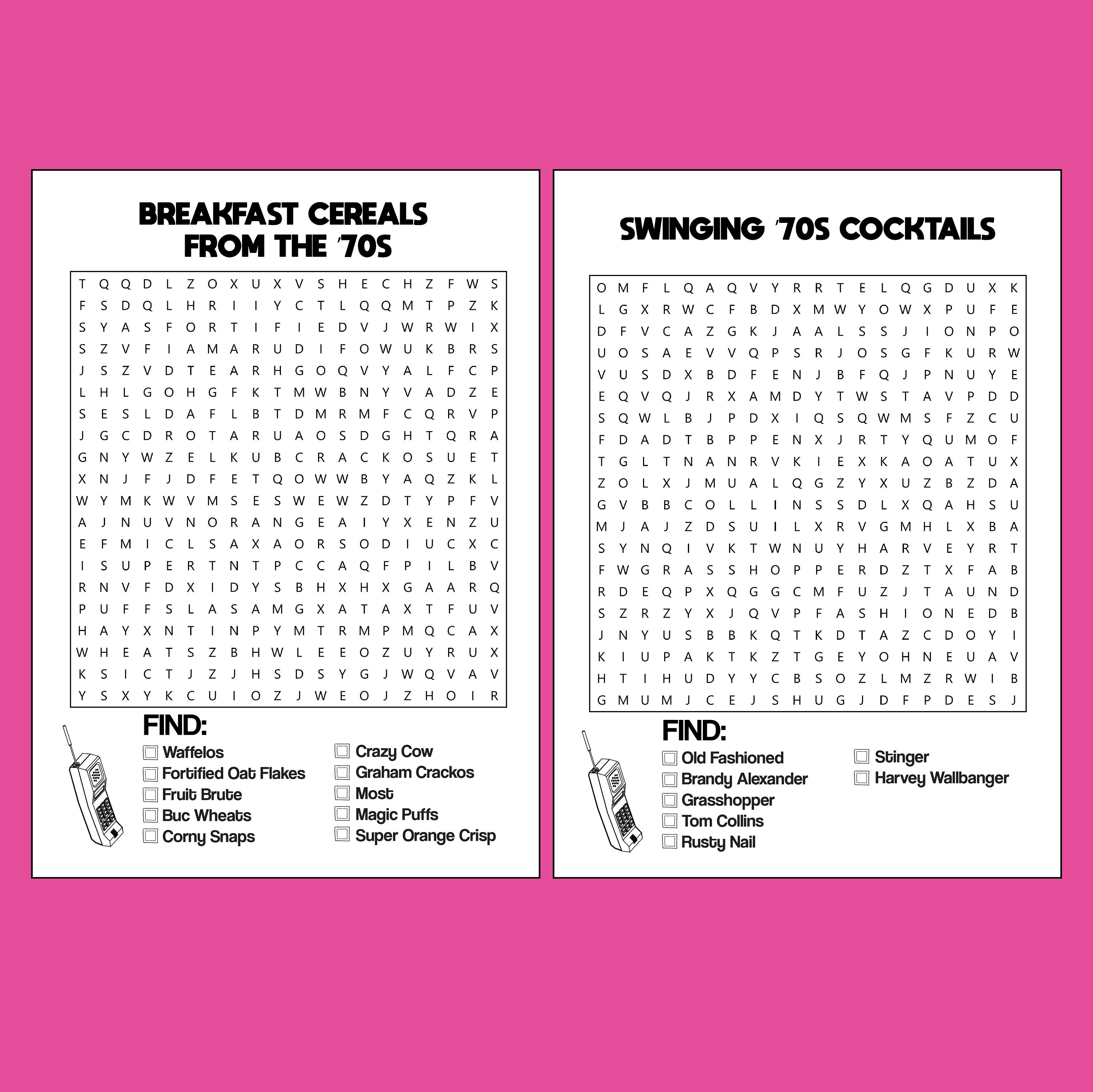 70s Word Search Book | Word Search Books Digital | 70s Print ...