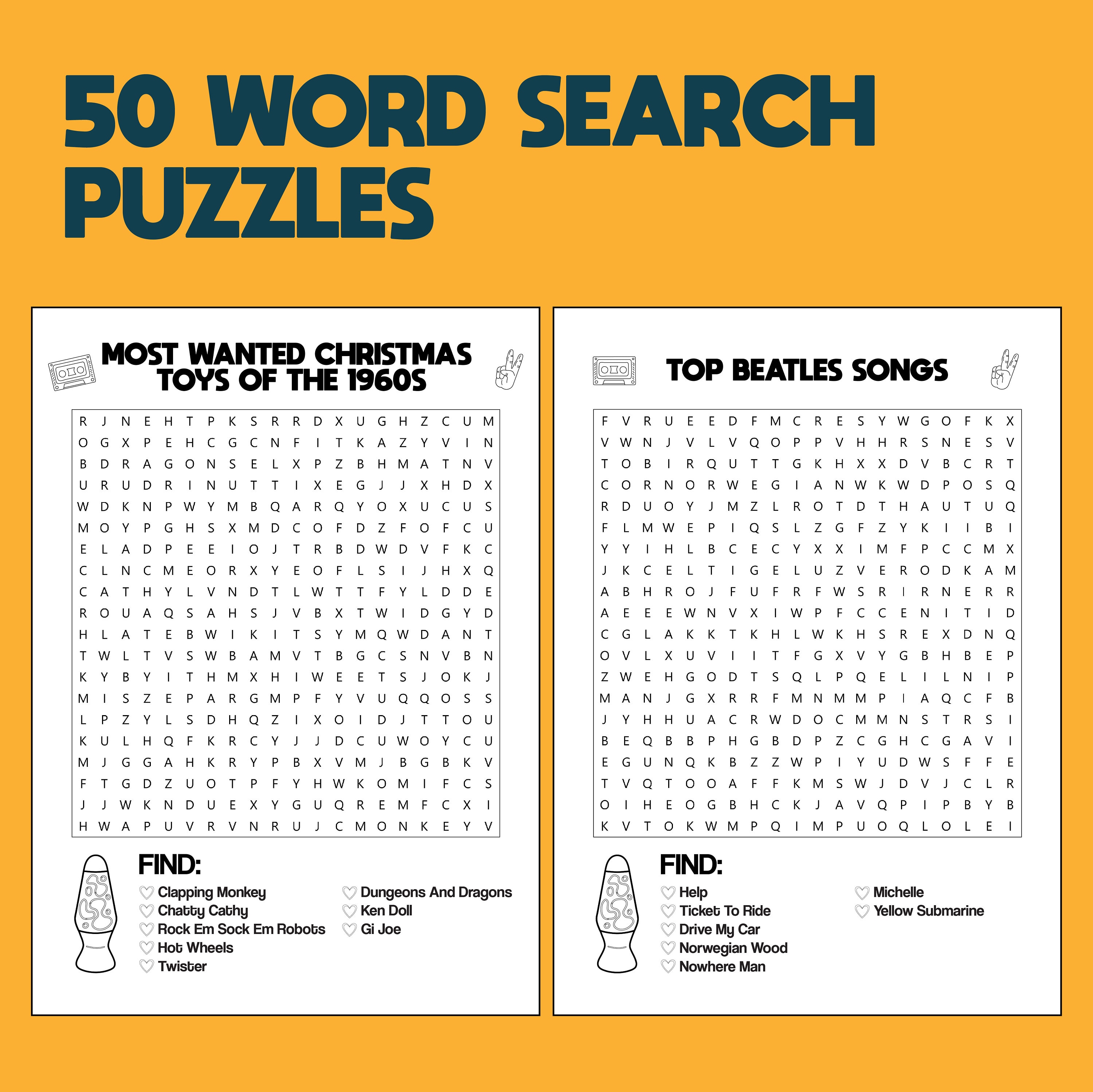 60s Word Search Book | Word Search Books Digital | 60s Print ...