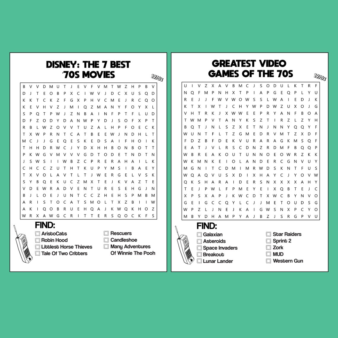 70s Word Search Book | Word Search Books Digital | 70s Print ...