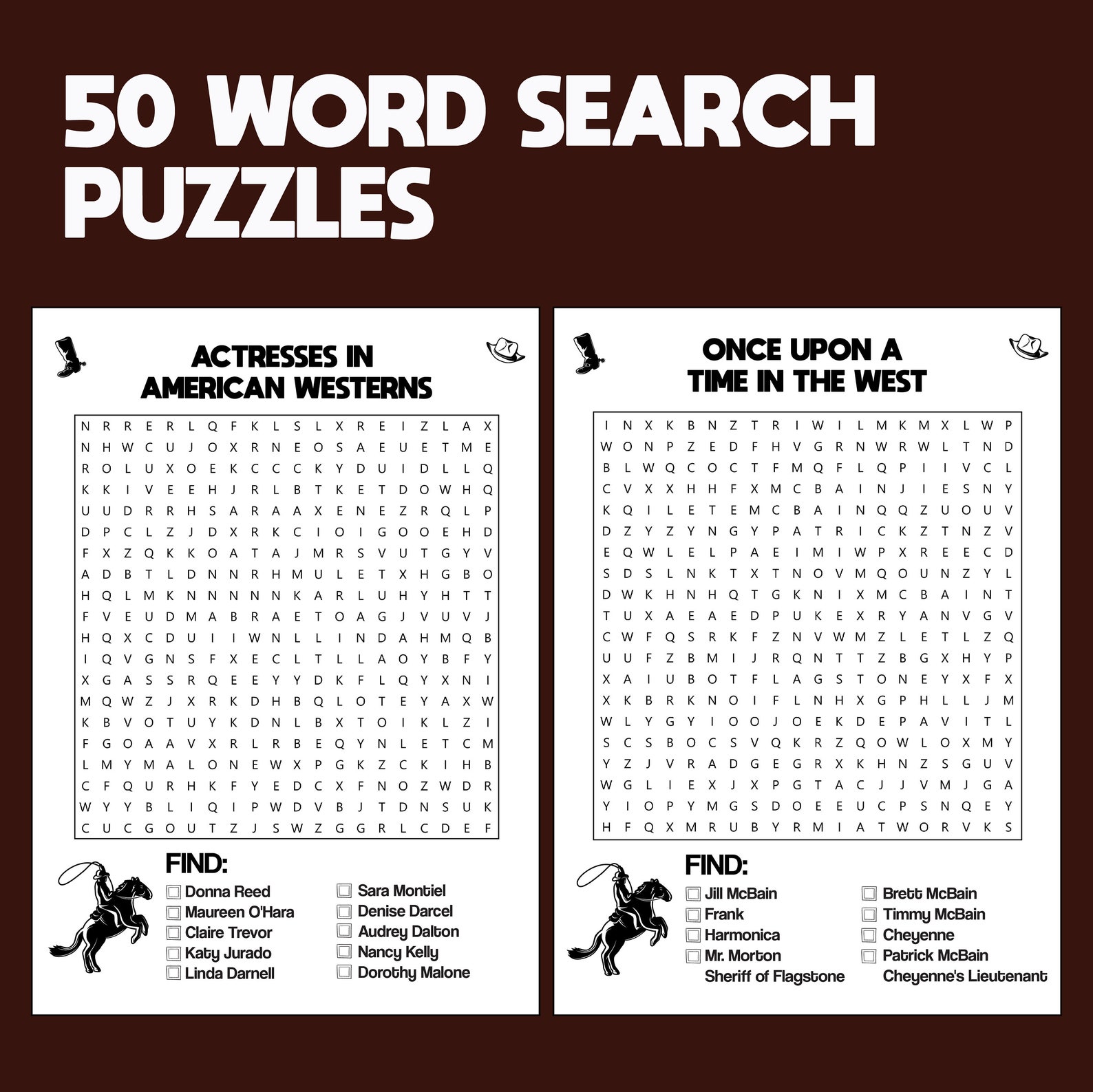 Western Word Search Books Digital Western Music Printables Word Search ...