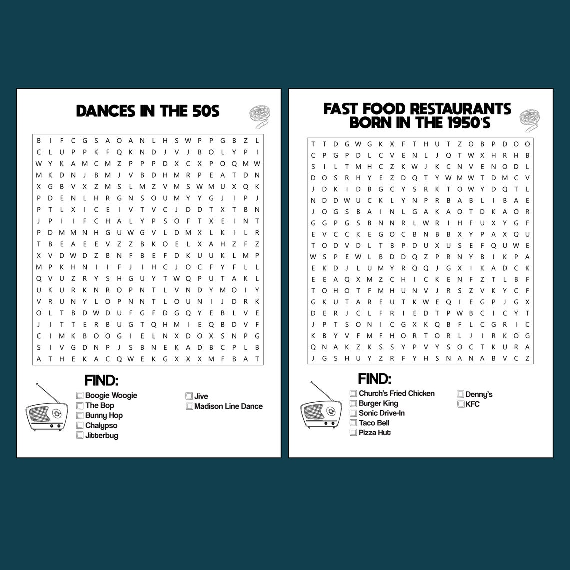 50s Word Search Book Word Search Books Digital 50s Print - Etsy